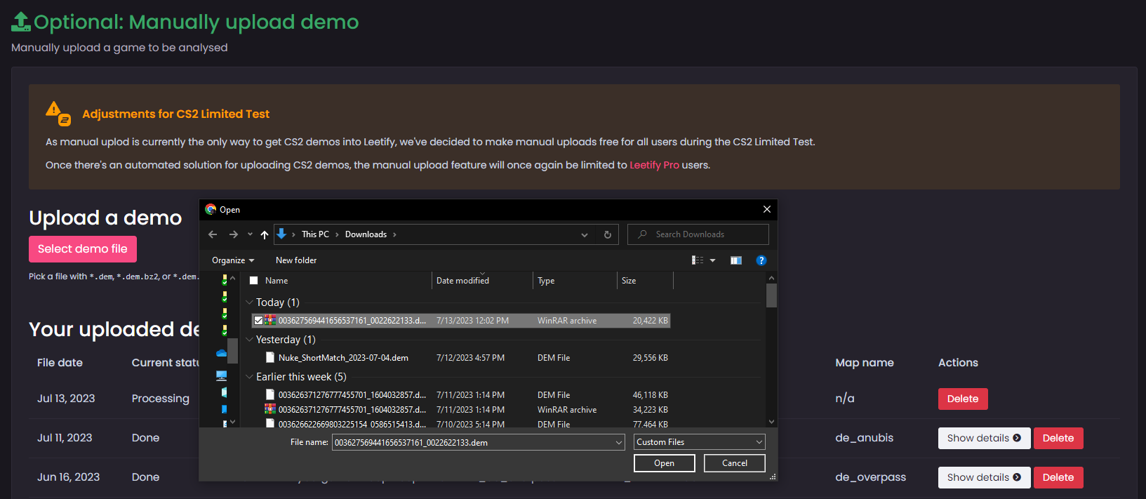 [Outdated] Manual demo upload for Unranked 5v5 and Wingman